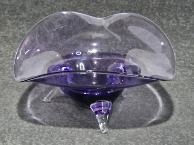 Stephan J Cox Signed and Dated Hand Blown Studio Art Glass Tripod Bowl ...