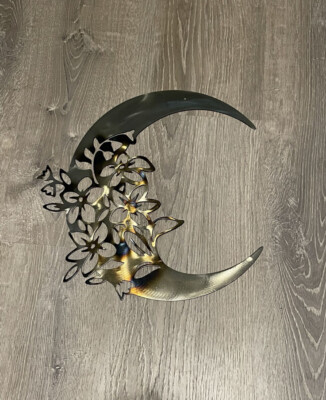 Metal Moon, With Flowers, Flower And Moon, Metal Wall Art | eBay