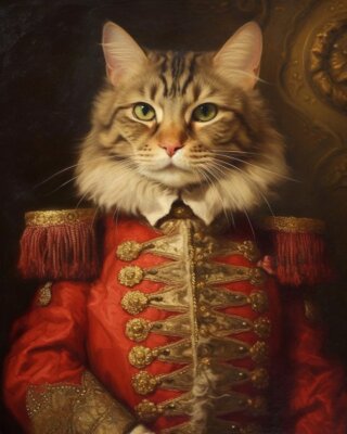 Military Tabby Ginger Cat Victorian Aristocratic Fine Art Giclee Print ...