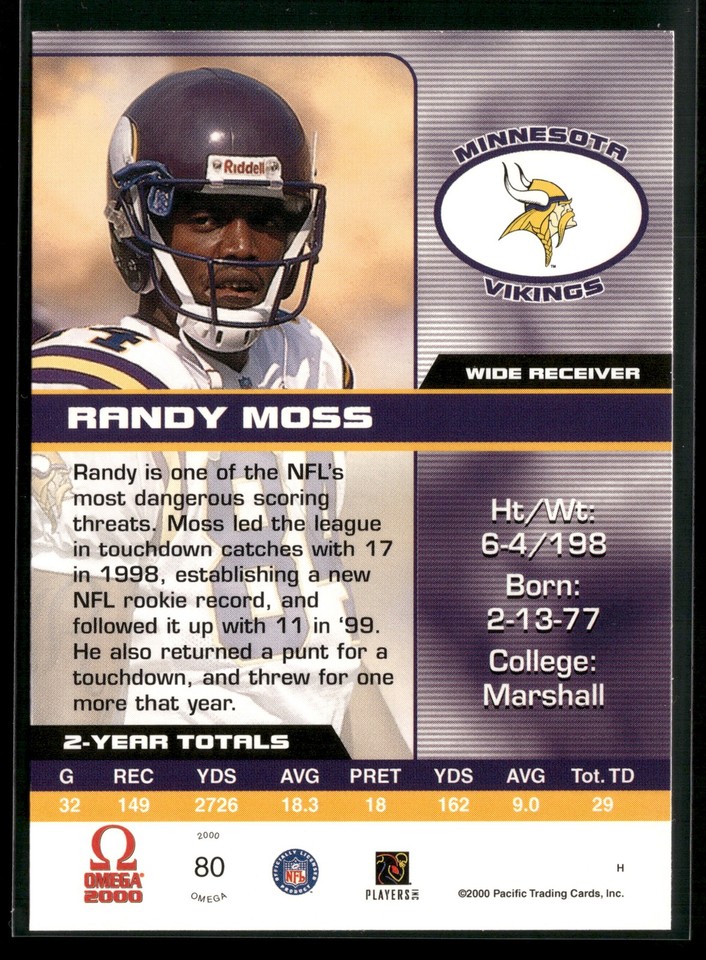 2000 Pacific Omega #80 Randy Moss | eBay