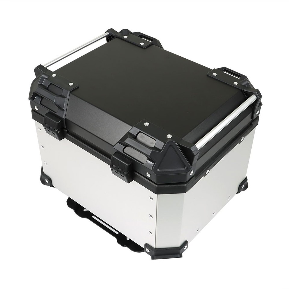 Motorcycle Silver Trunk Rear Tour Tail Box Luggage Aluminum Top Case ...