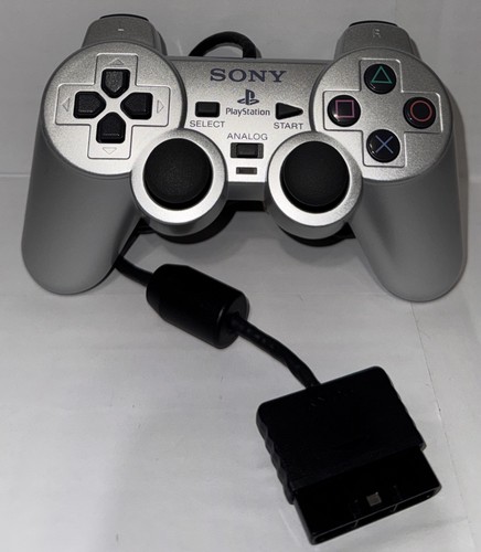 OEM Sony PS2 Silver DualShock 2 Controller Very Clean Tested Works Read ...