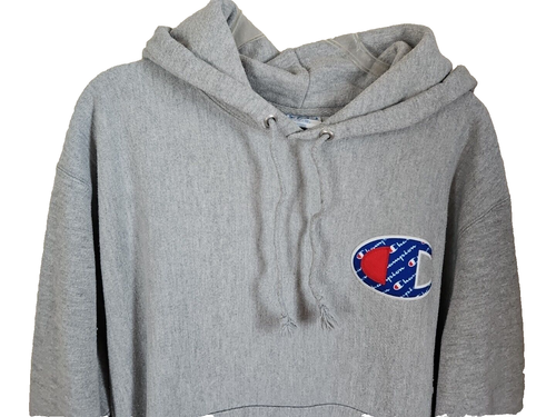 Champion Reverse Weave Hoodie mens size L Big C Patch Logo Pullover ...