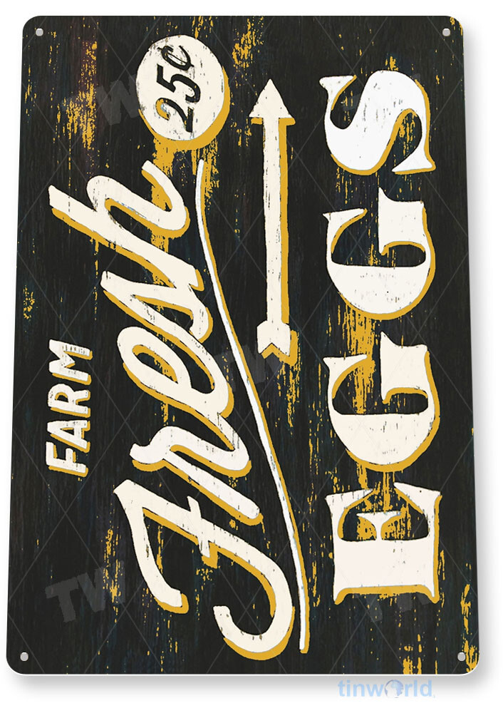TIN SIGN Farm Fresh Eggs Kitchen Cottage Farm Coop Rustic Metal Décor ...
