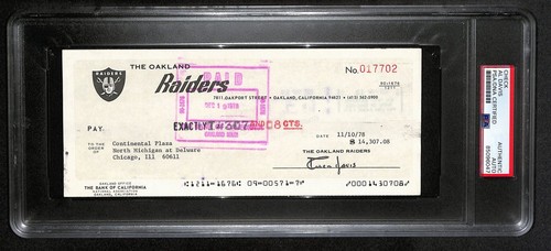 AL Davis Signed/Autographed 1978 Oakland Raiders Check PSA/DNA | eBay