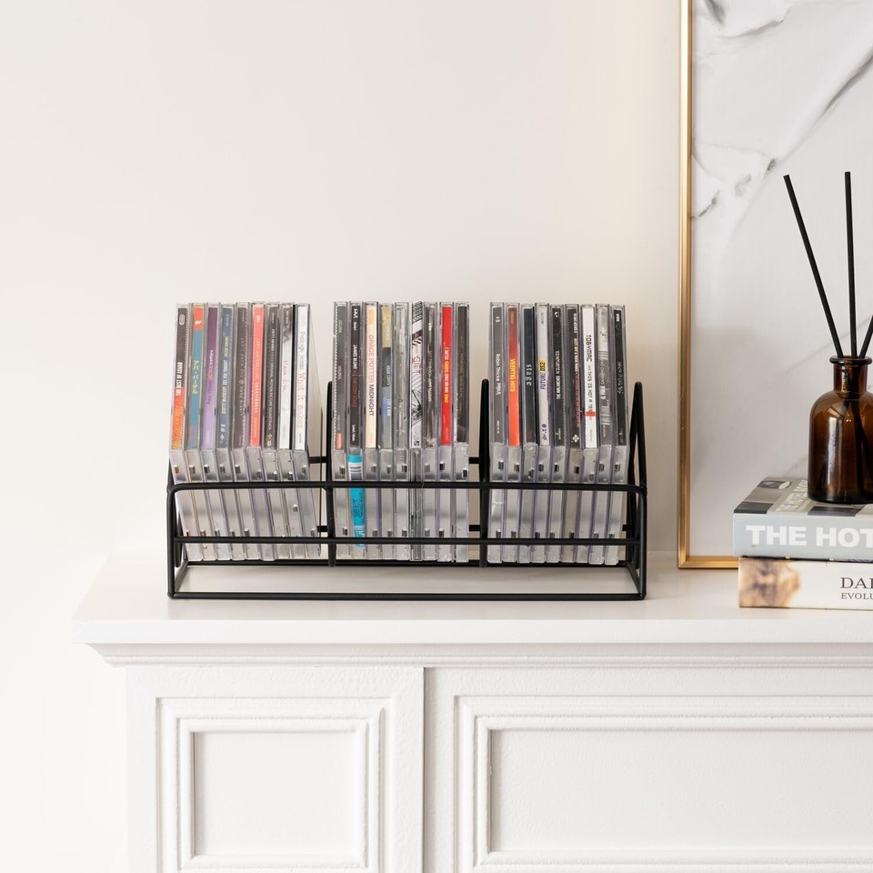 Tabletop Black Metal Wire CD Storage Stand, Video Game DVD Media ...