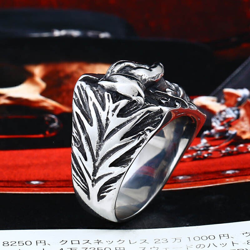 Retro Masonic Handshake Ring Stainless Steel Men's Mason Brother Biker ...