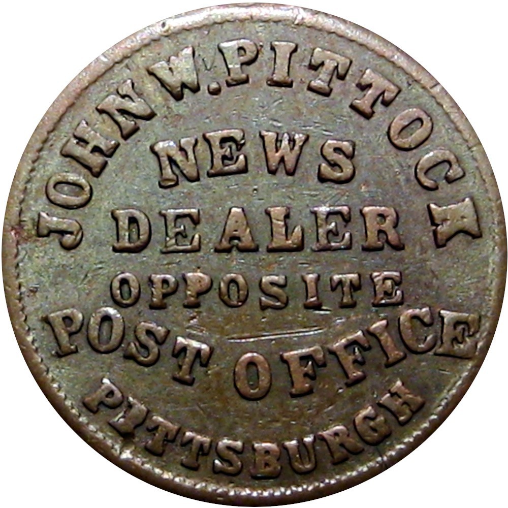 1863 Pittsburgh Pennsylvania Civil War Token John W Pittock Newspaper ...