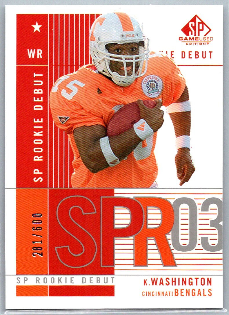 Kelley Washington 2003 SP Game Used RC Rookie 281/600 #130 Cincinnati ...