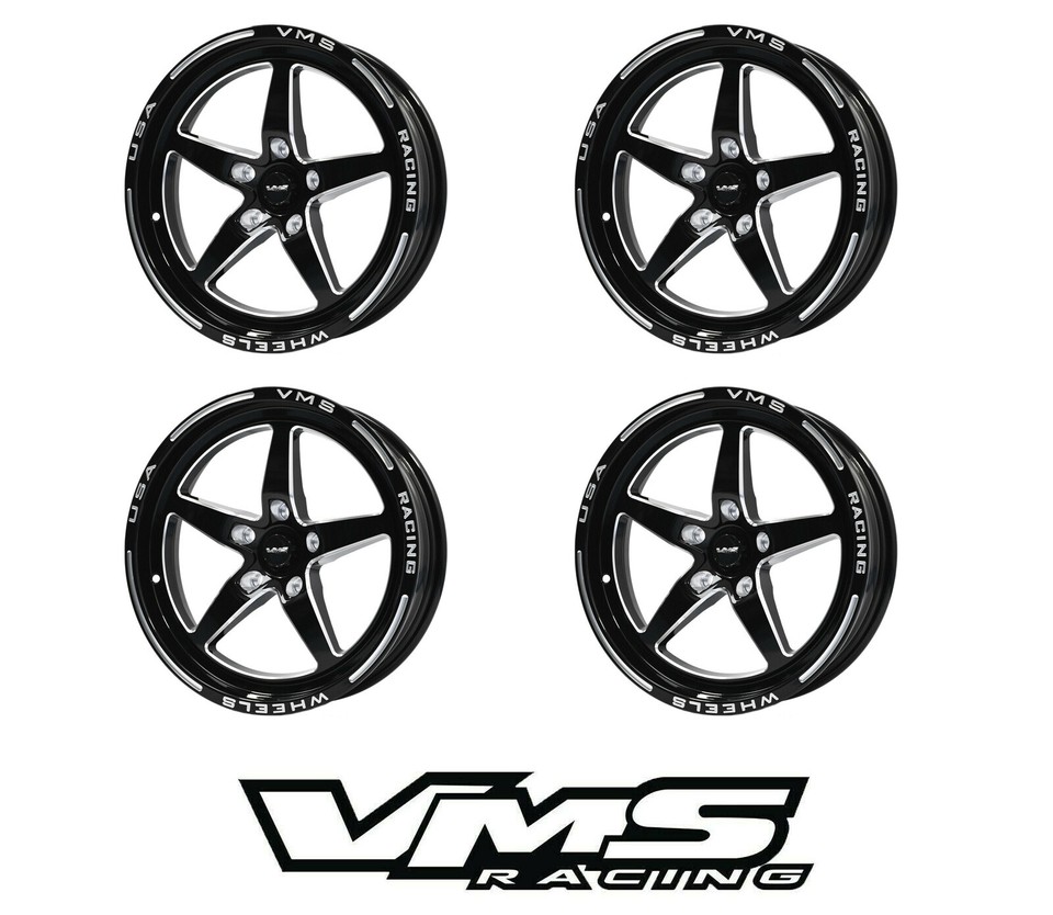x4 VMS RACING V-STAR DRAG RIMS WHEELS 18X9.5 +35 FOR SUBARU BRZ / SCION ...