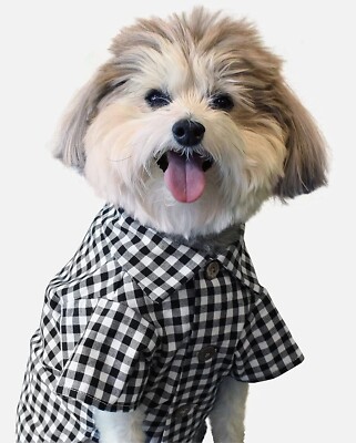 Dog Threads Gingham Black & White Dog Thread Plaid Shirt | eBay