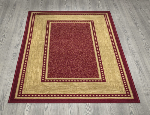 Ottomanson Non-Slip Modern Area Rug Border Design 3x5 Indoor Red/Beige ...