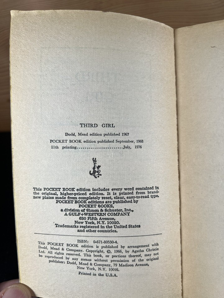 Third Girl by Agatha Christie (1976 Paperback) | eBay