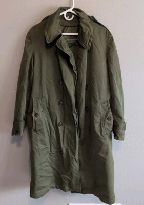 1950 US ARMY OD-7 OVERCOAT W/ WOOL LINER 1952 KOREAN WAR Reg Med W/ M ...