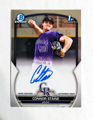 Connor Staine 2023 1st Bowman Chrome AUTO Prospect AUTOGRAPH Rockies RC ...