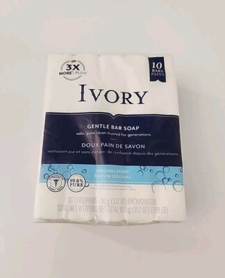 Ivory Gentle Bar Soap Safe, Pure Clean Trusted Generations 10 Bars, 3 ...