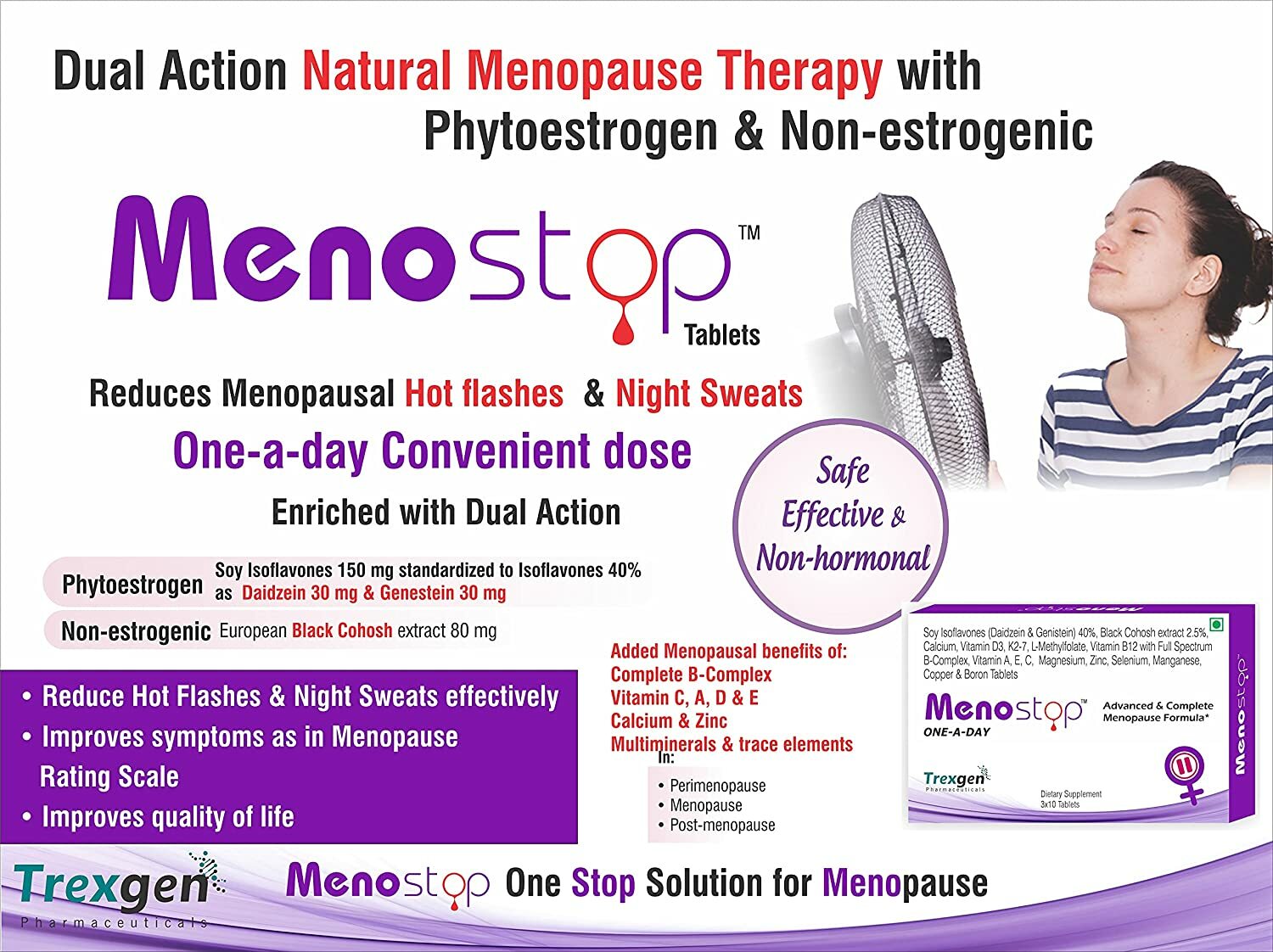 MENOSTOP Women's One-a-day Menopause Formula (30 Tablets)natural herbs ...