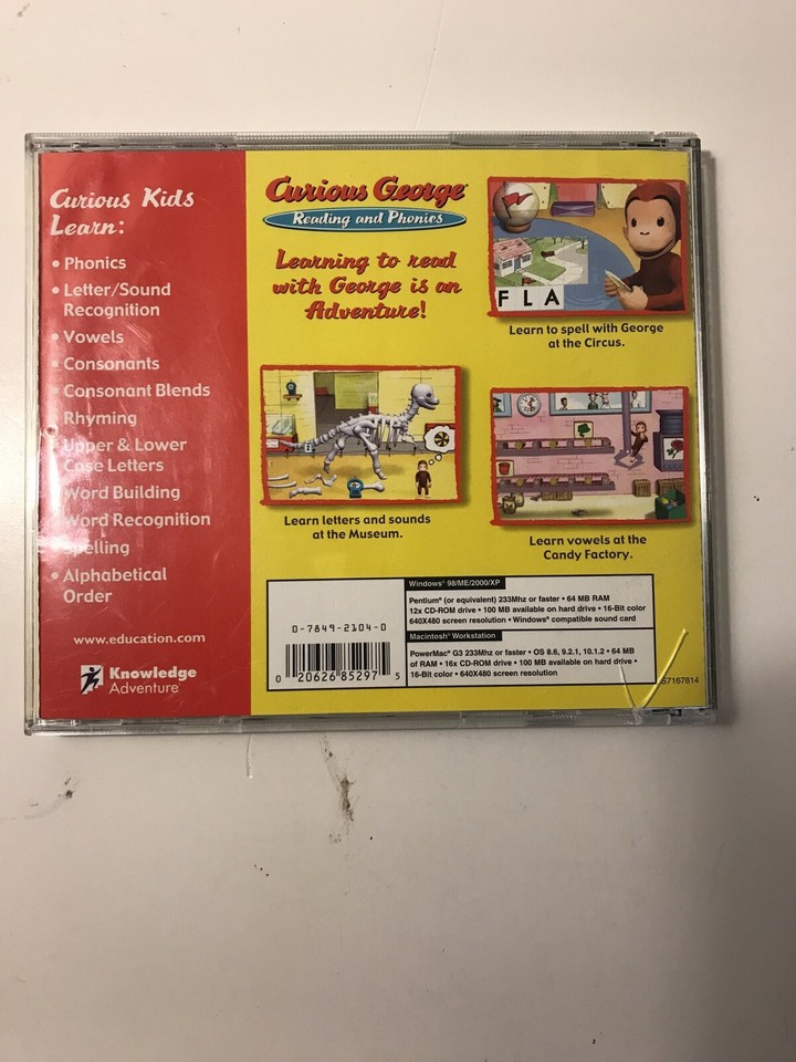 Curious George Reading & Phonics (PC, 2002) 20626852975 | eBay