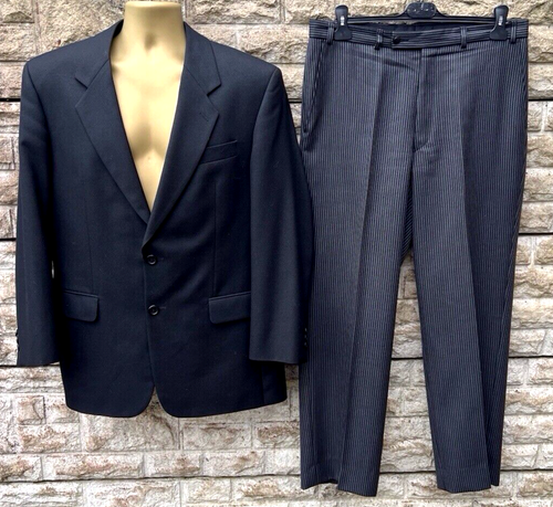 S4 - Mens Varteks International Black Mix Wool Blend 2 Piece Suit 40R ...
