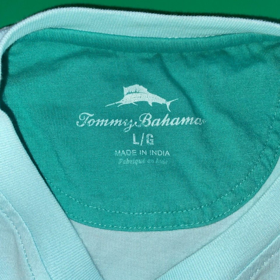 Tommy Bahama Mens Aqua Blue Pocket T Shirt Seagull Logo Size L G | eBay