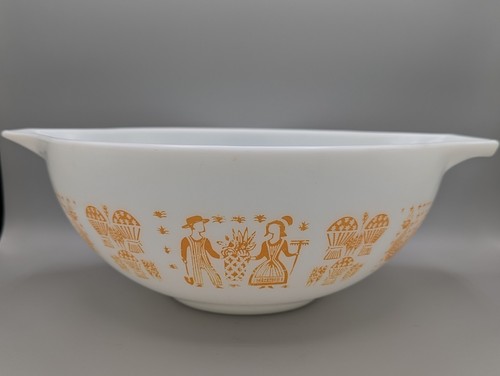 RARE PYREX #444 Pumpkin Orange Amish Butterprint Cinderella Bowl ...
