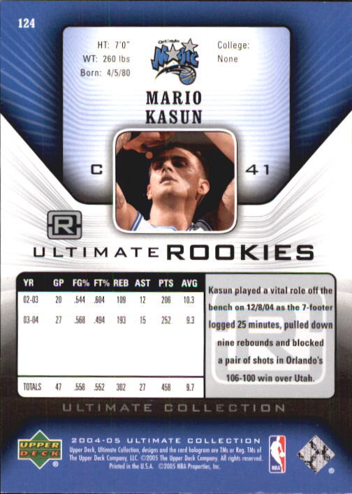 2004-05 Ultimate Collection #124 Mario Kasun RC /750 - NM-MT | eBay