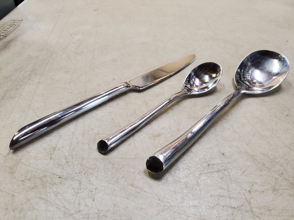 Lot of 3 Towle Wave Stainless Steel Flatware, Knife Teaspoon Serving ...