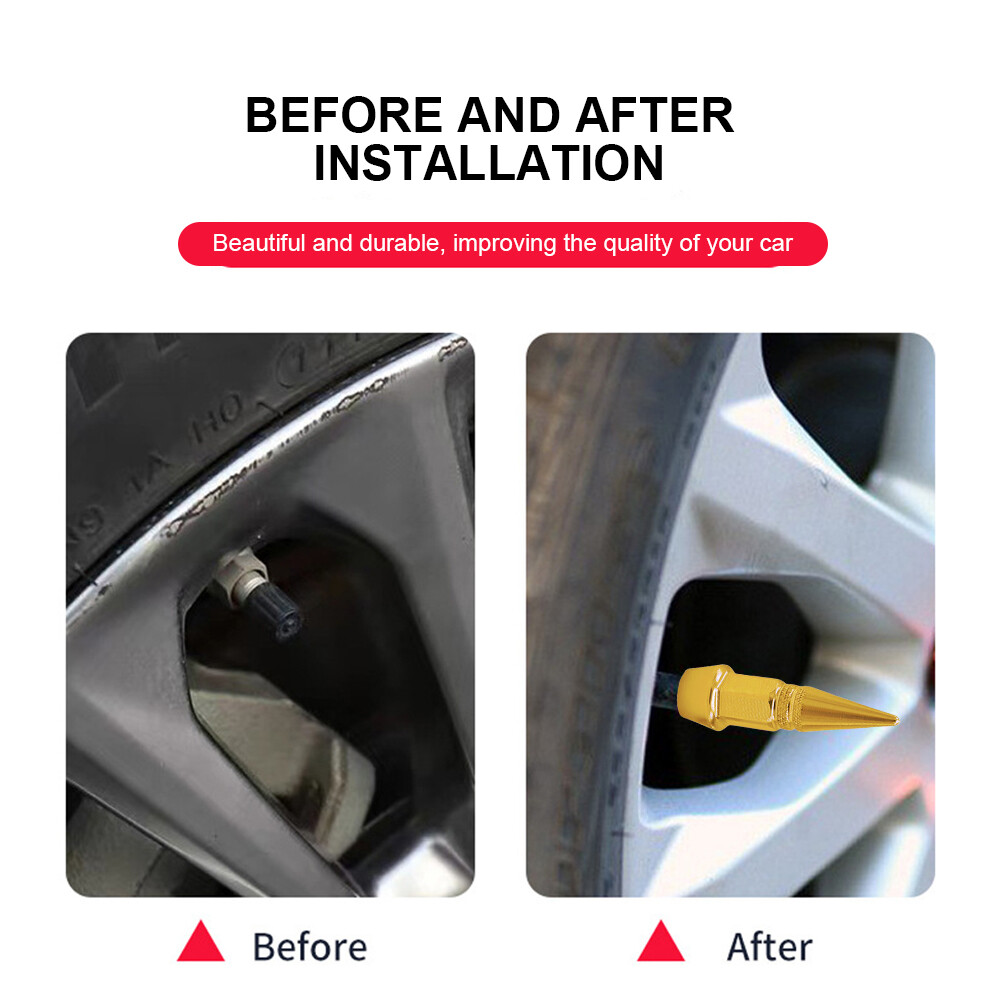 Spiked Valve Stem Caps Aluminum Spiked Lug Nuts for Most Vehicles (Gold ...