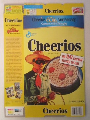 Empty CHEERIOS Cereal Box LONE RANGER '01 60th Anniversary General ...