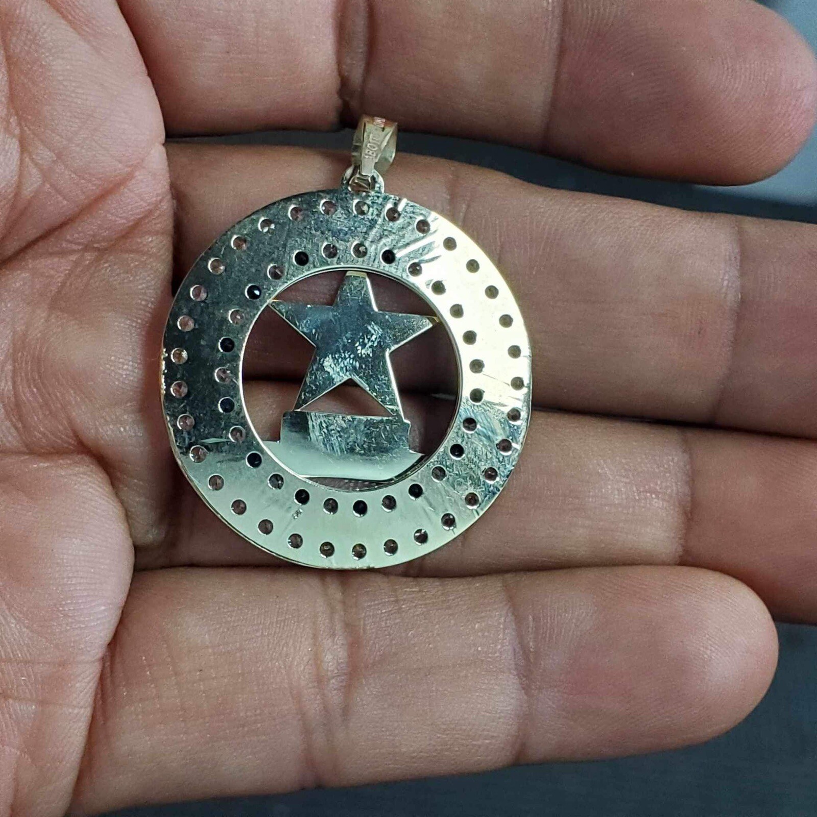 dallas cowboys Pendant 4 Grams 10k Yellow Gold Blue Clear Cubic ...