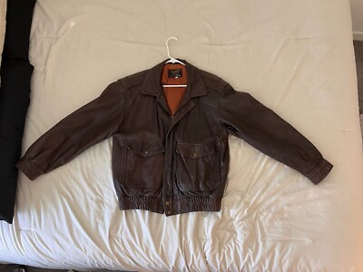 Vintage Sin Fung brown leather bomber jacket size large | eBay
