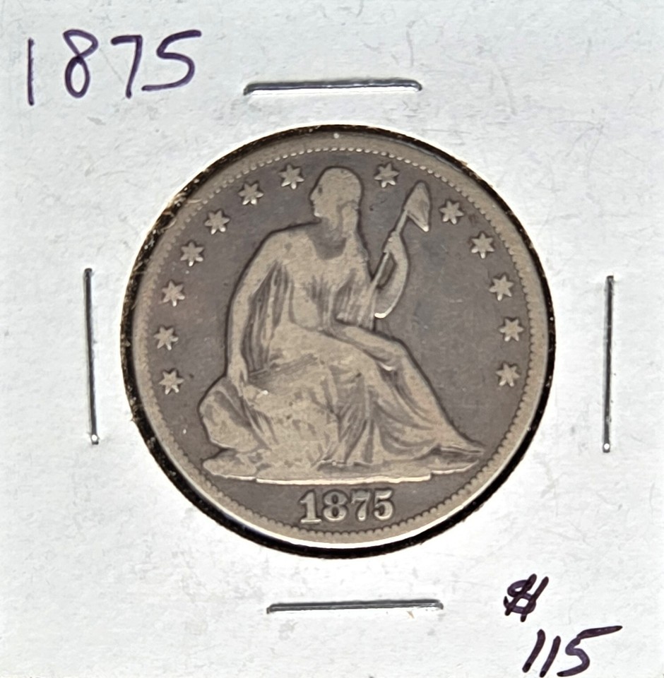 1875 Seated Liberty Half Dollar - 90% Silver Coin - Nice Circulated ...