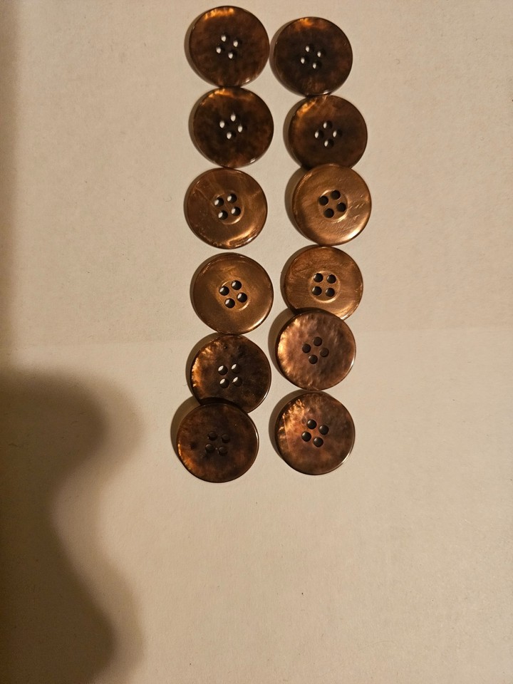 NOS 12 coat buttons 7/8" dia brown hues with backer SEVERAL AVAILABLE ...