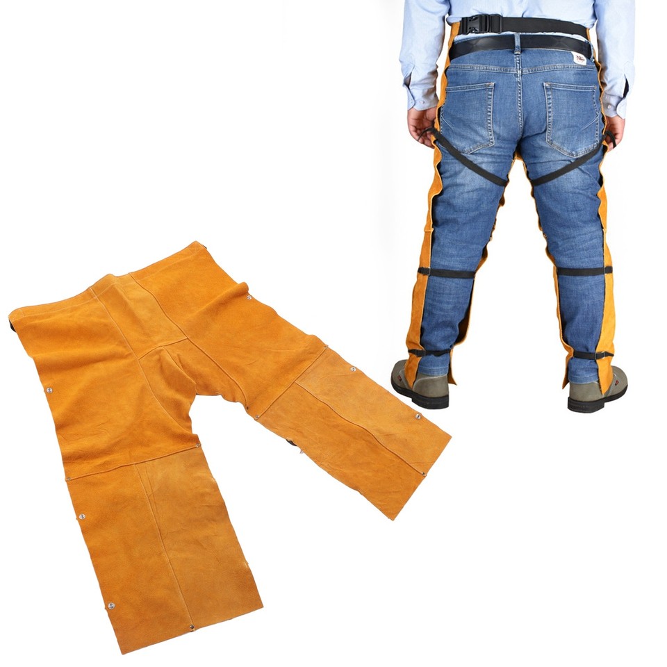 Welding Safety Chaps Leather Apron Adjustment Split Leg Fire Protective ...