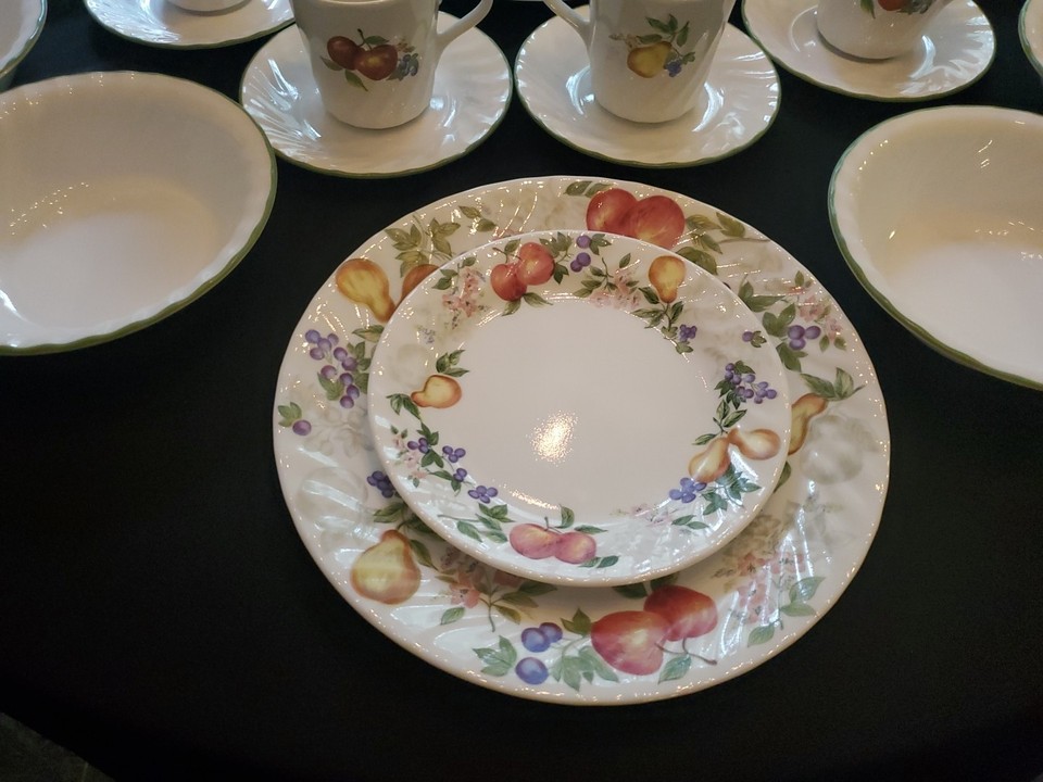 20 Pieces Corelle Chutney Fruit Apples Pears China Set Complete 4 Place ...