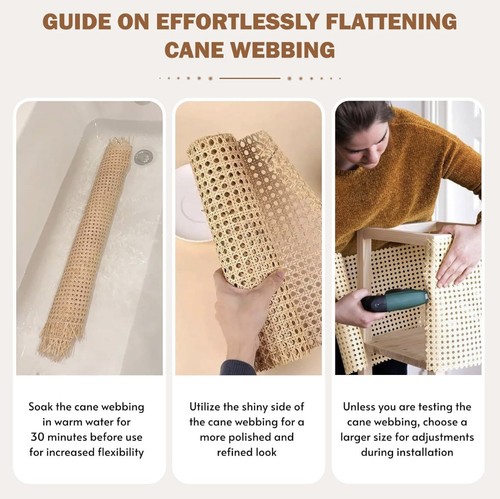 14" Width Natural Rattan Cane Webbing 3.3Ft - Versatile Woven Open ...