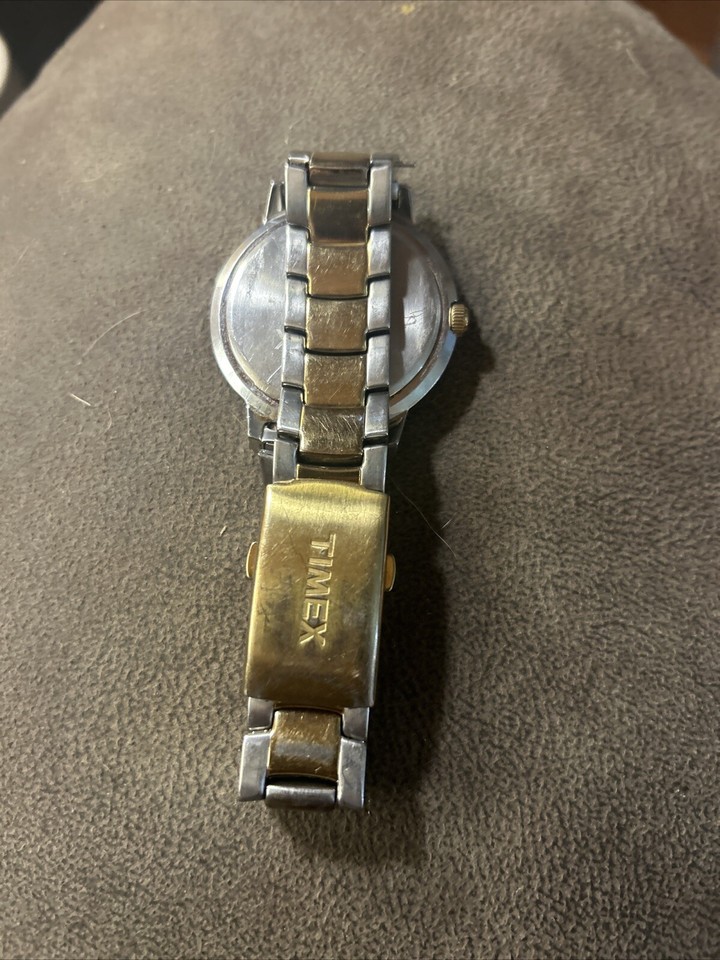 Timex SR920SW WR50M Day/Date Mens Watch Dark Brown Dial. Silver/Gold ...