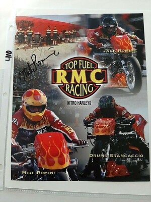 Mike Romine Signed Harley Davidson Nitro Racing Photo Card 8.5 X 11 N ...
