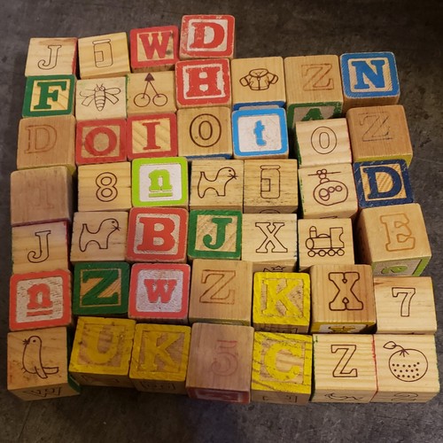 46 Vintage Assorted Wooden Letter Number Spelling Counting Children's ...