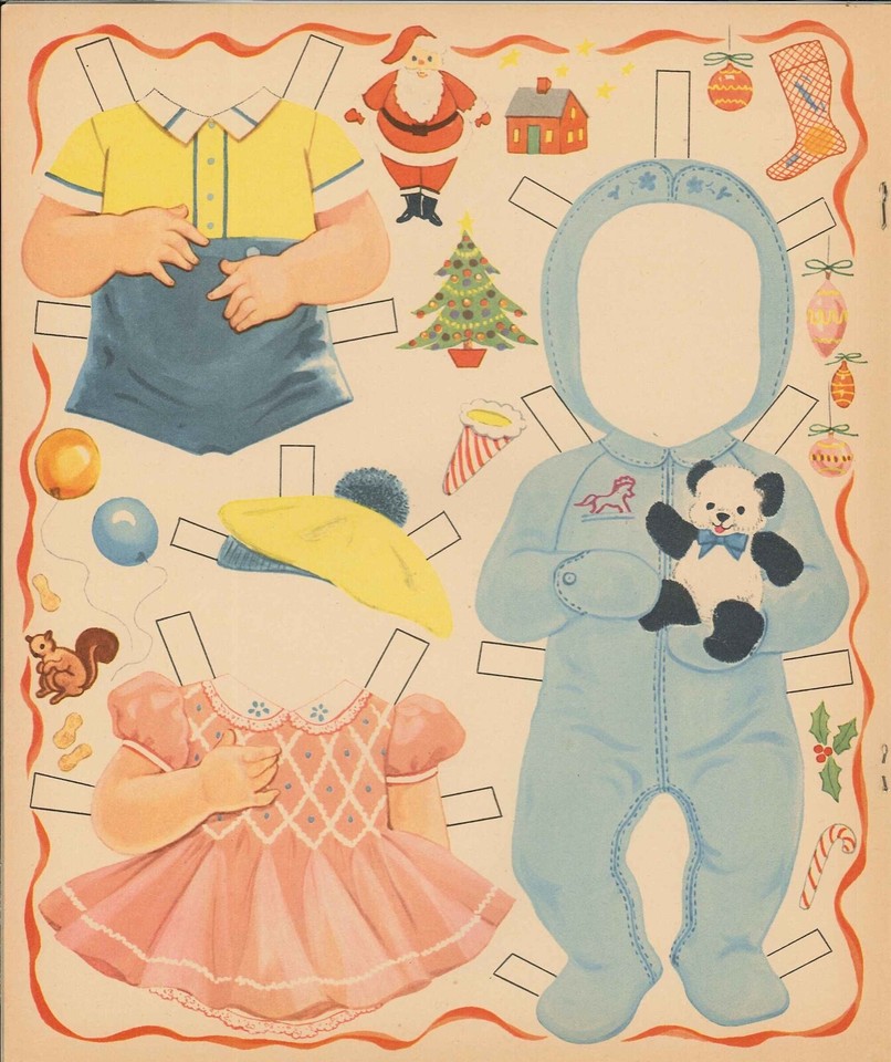 VINTAGE UNCUT THREE SWEET BABY PAPER DOLLS HD~LASER REPRODUCTION~LO PR ...