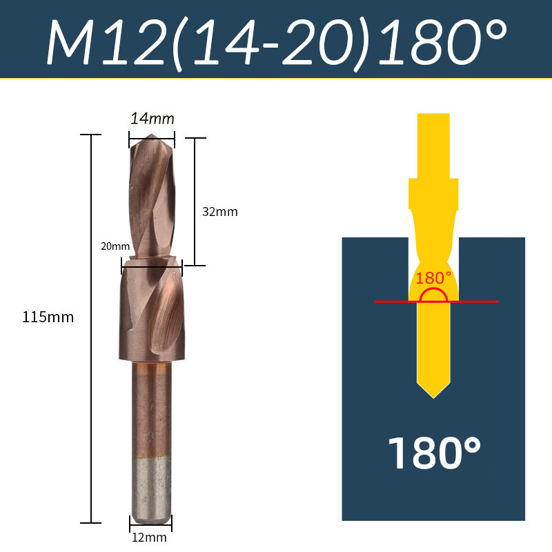 M3-M12 Countersink Step Drill Bit 90° 180° Chamfer M35 HSS Cobalt ...