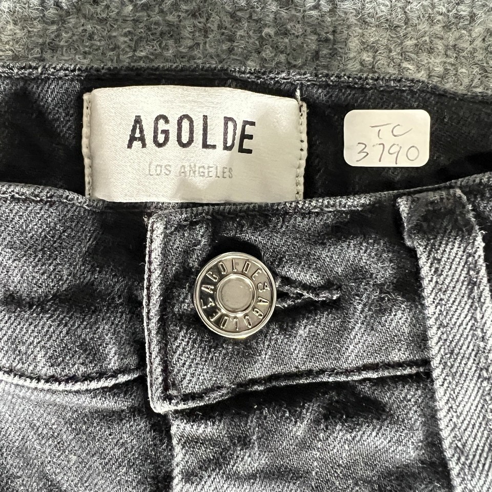 AGOLDE Jeans Women 25 Black Pinch Waist High Rise Kick Flare Organic ...