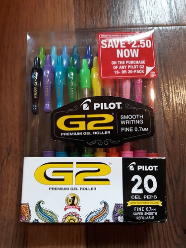 Pilot G2 Fine .7mm 20 Gel Pens Neon Colors NIB Open Box | eBay