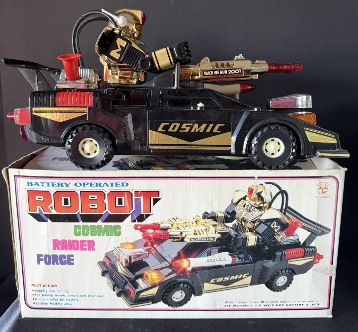 Vintage 1980s Cosmic Raider Force Robot Action Figure Car Battery ...
