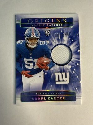ABDUL CARTER Rookie Jersey Patch #/199 RC 2025 Panini Origins Football ...