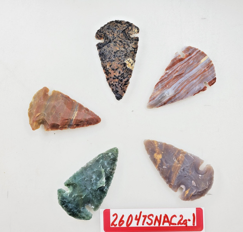 5 Piece Collection 2" SIDE NOTCH Arrowheads - Spearheads - Hand Knapped ...