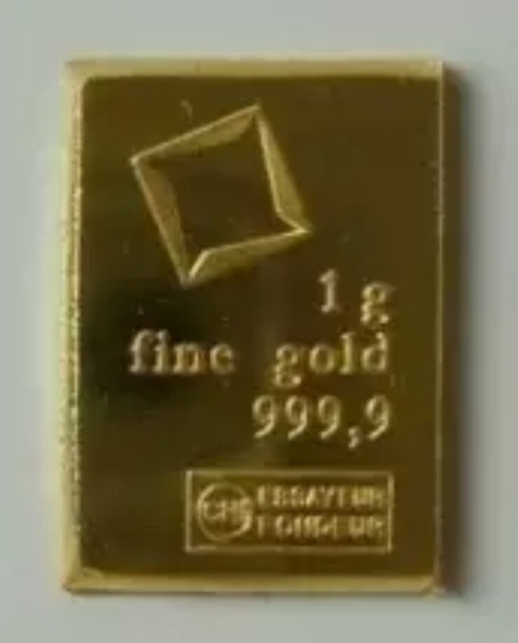 1 Gram Gold Bar - 999.9 Fine Bullion - Pure 24ct Gold Bar - Valcambi ...