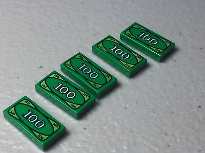 Lego City Minifig Money $100 DOLLAR BILL 1x2 Green Printed Tile - Cash ...