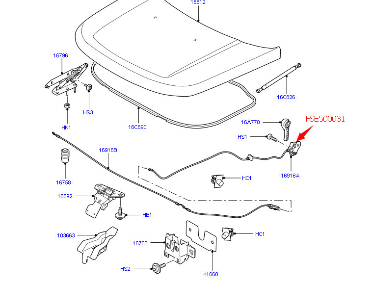 New Release Hood Control Cable For Range Rover Sport LR3 2005-2009 ...