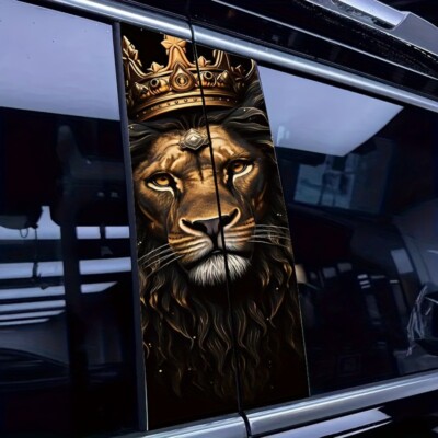 2pcs Lion Crown Golden Car Center Pillar Sticker B-pillar Protective ...